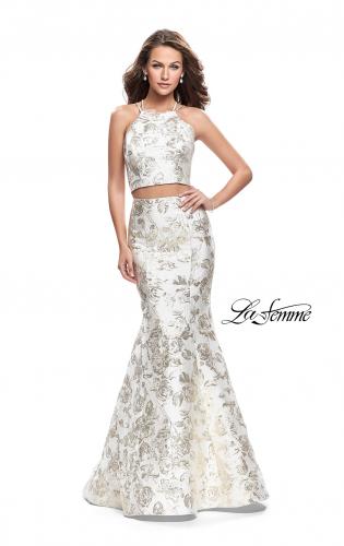 White And Gold Prom Dresses La Femme